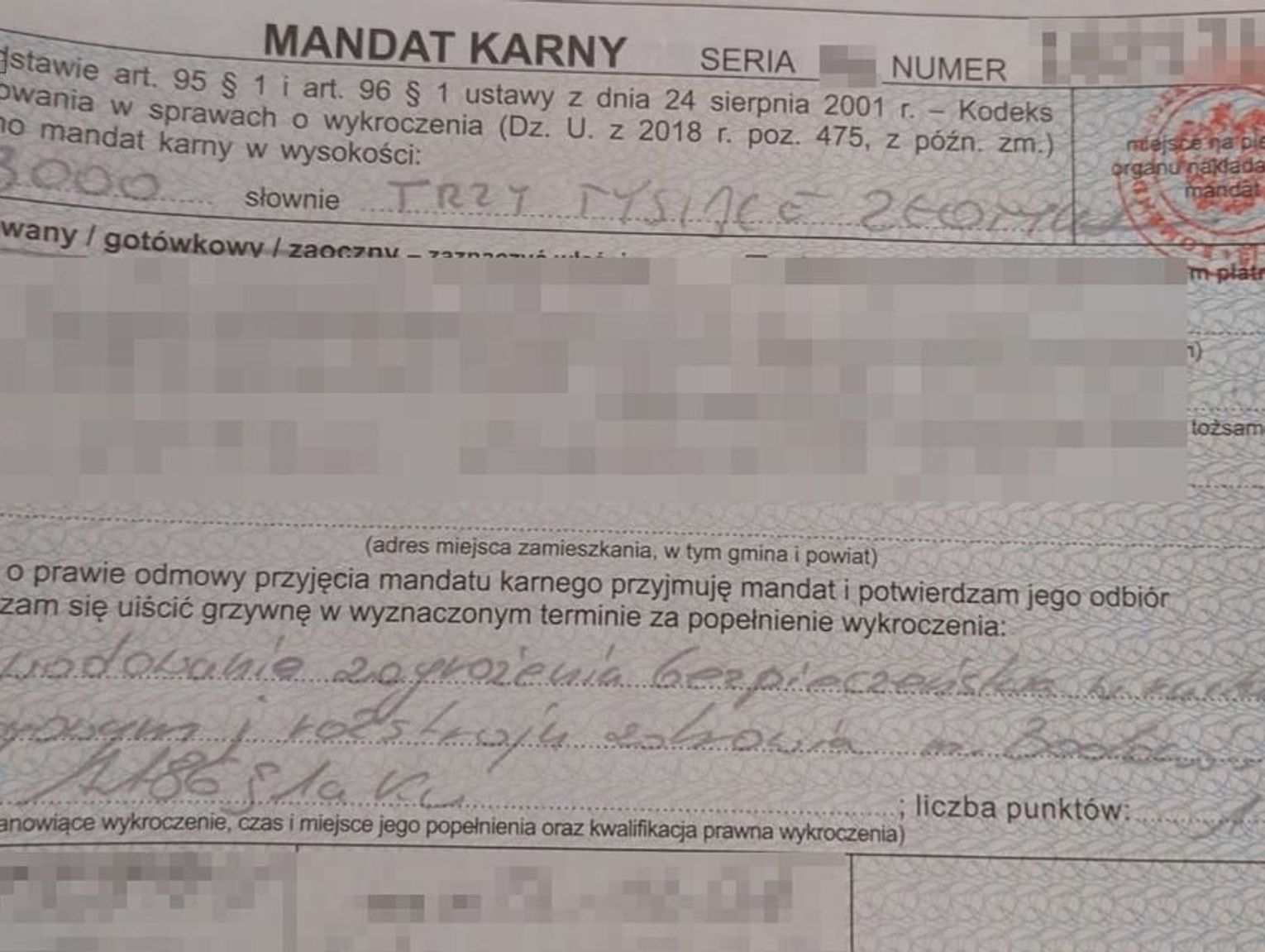 Bodaczów: Za potrącenie pieszego dostała 3 tys. zł mandatu