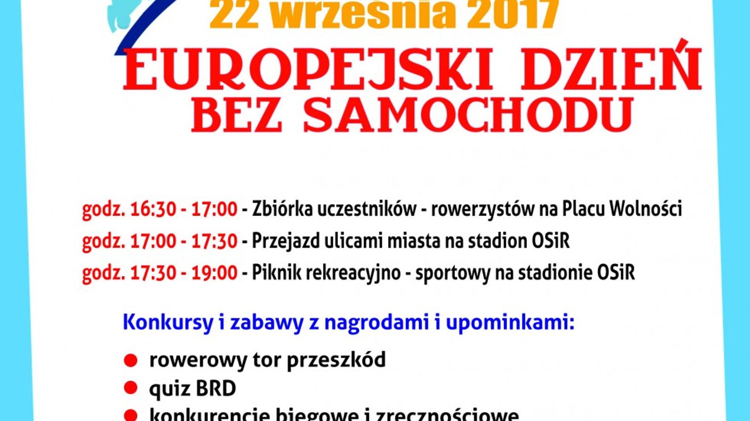 Biłgoraj: OSiR zaprasza na "Dzień bez samochodu"