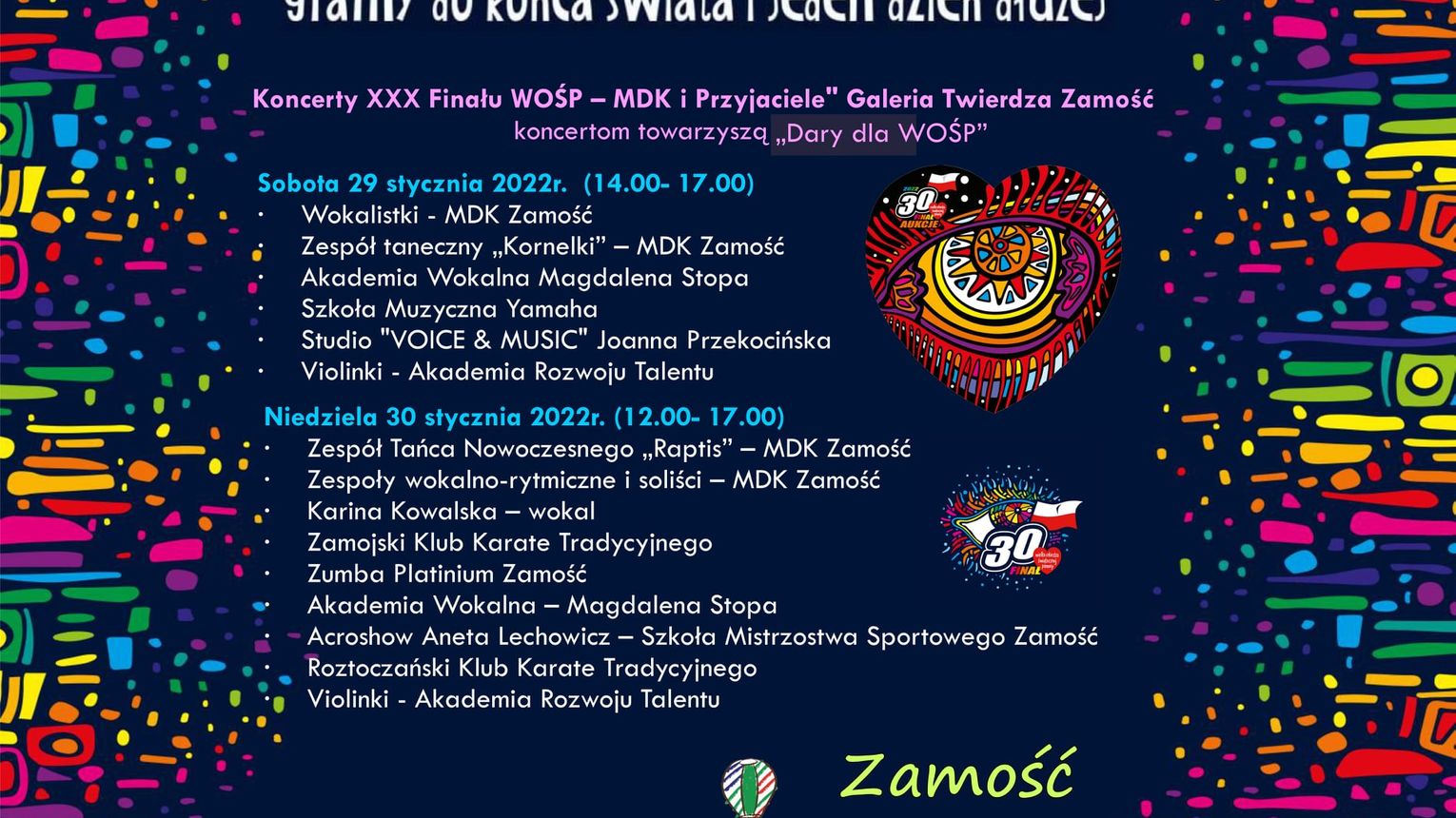 WOŚP 2022 w Zamościu pełny program WOŚP 2022 w Zamościu pełny program